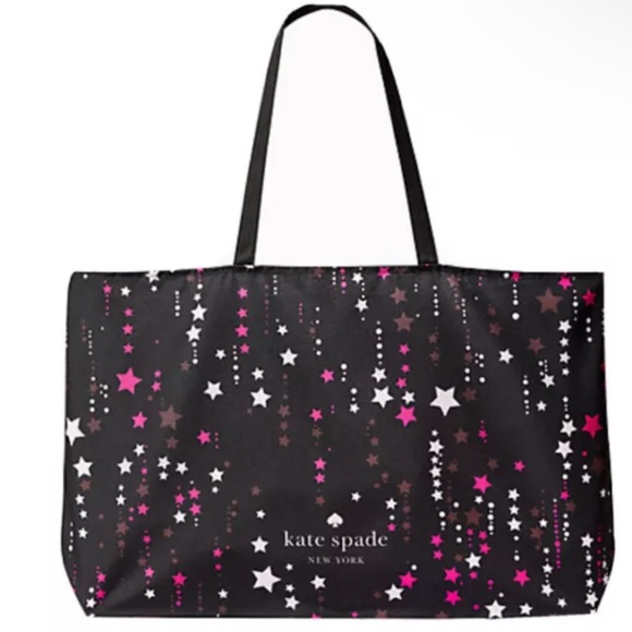 kate spade | Bags | Kate Spade Nwot Black Twinkle Stars Canvas Tote Bag ...